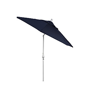California Umbrella GSCUF908705-F09 9' Round Aluminum Pole Fiberglass Rib Market Patio Umbrella, Black, Navy Blue