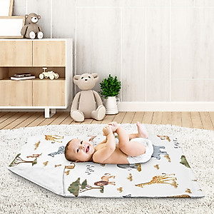 Sweet Jojo Designs Jungle Animals Blanket Receiving Security Swaddle Newborn Toddler Nursery Soft Minky Hunter Green Yellow Grey Black White Wildlife Safari Animal Elephant Giraffe Lion Monkey Leopard