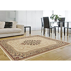 Jayden Traditional Oriental Ivory Scatter Mat Rug, 2' x 3'