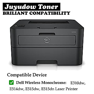 Juyudow Compatible Toner Cartridge Replacement for Dell E310dw E310 E514 E515 for Monochrome E310DW E515DW E514DW E515DN Part#: P7RMX PVTHG 593-BBKD (2 Packs Black, 2600 Pages High Yield)