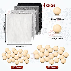 24 Pcs Faux Fur Square Fabric for Gnomes Beards Wooden Balls Patches Shaggy Chair Seat Cover Cushion Wood Balls DIY Graduation Supplies for Craft Decor (Grey, White, Black, Grey White)