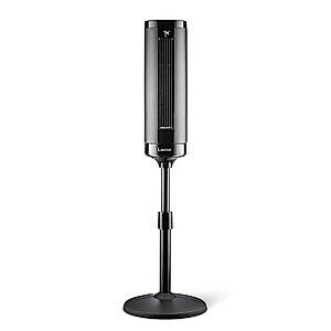 Lasko Elevation 42”-54” Adjustable Height Pedestal Tower Fans for Home, 31 ft/s Airflow, Quiet 28 dB on Low, 90° Oscillation, 12 Hour Timer, Remote Control, Black, EST100