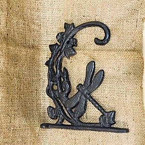 4 Dragonfly Plant Hook Hangers Cast Iron Antique Style Rustic Farmhouse Hanging for Mudroom, Coat Hook, Purse Rack, Hat Hooks