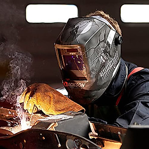 Jackson Safety Premium Auto Darkening Welding Helmet 3/10 Shade Range, 1/1/1/1 Optical Clarity, 1/25,000 sec. Response Time, 370 Speed Dial Headgear, 6 Feet Under Graphics, Black/Grey/White, 47100