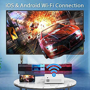 Projector with WiFi, Portable Movie Projector, Mini Projector with Wireless Mirroring for Outdoor Movies, Compatible with TV Stick,HDMI,USB,AV,TF,Laptop,DVD