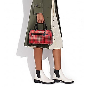 Coach Rowan Satchel, Crossgrain Leather, Red/Black Multi