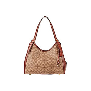 COACH Coated Canvas Signature Lori Shoulder Bag Tan Rust One Size