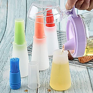 4 pcs Silicone Oil bottle brush， BBQ/Pastry Basting Brushes,Silicone Cooking Grill Barbecue Baking Pastry Oil/Honey/Sauce Bottle Brush (Red, orange, green, blue)