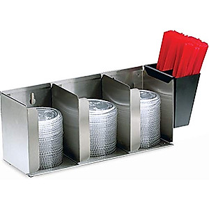 San Jamar Lid Organizer with Adjustable Dividers for Restaurants and Fast Food, Plastic, 14.5 Inches, Silver