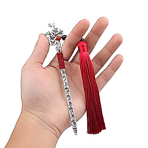 GTHER Chinese Metal Bookmarks with Tassel, Vintage Bookmark Unique Classical Ancient Chinese Hairpin Bookmark with Handmade Silky Tassel for Book Lovers Unique Gift, Plum Blossom