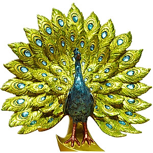 Peacock Figurine Desktop Statue Modern Peacock Ornament Desk Table Statue for Home Bedroom Living Room Garden Office - Style 03