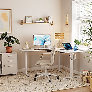 FEZIBO 63 Inch L Shaped Standing Desk & Anti Fatigue Mat