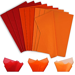 Whaline 120 Sheet Assorted Red Orange Series Tissue Paper Gift Wrapping Tissue Paper Art Paper Crafts for DIY Birthday Autumn Wedding Holiday Paper Flower, 3 Colors, 15 x 20 inch