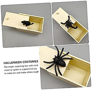 TOYANDONA Wood Toys Spider Trick 1 Set 6Pcs Manipulative Props Prank Toy Toys Gifts for Handmade Fun Practical Surprise Surprise Toys Spider Toys Plastic Gift Box Manual Wooden Toys