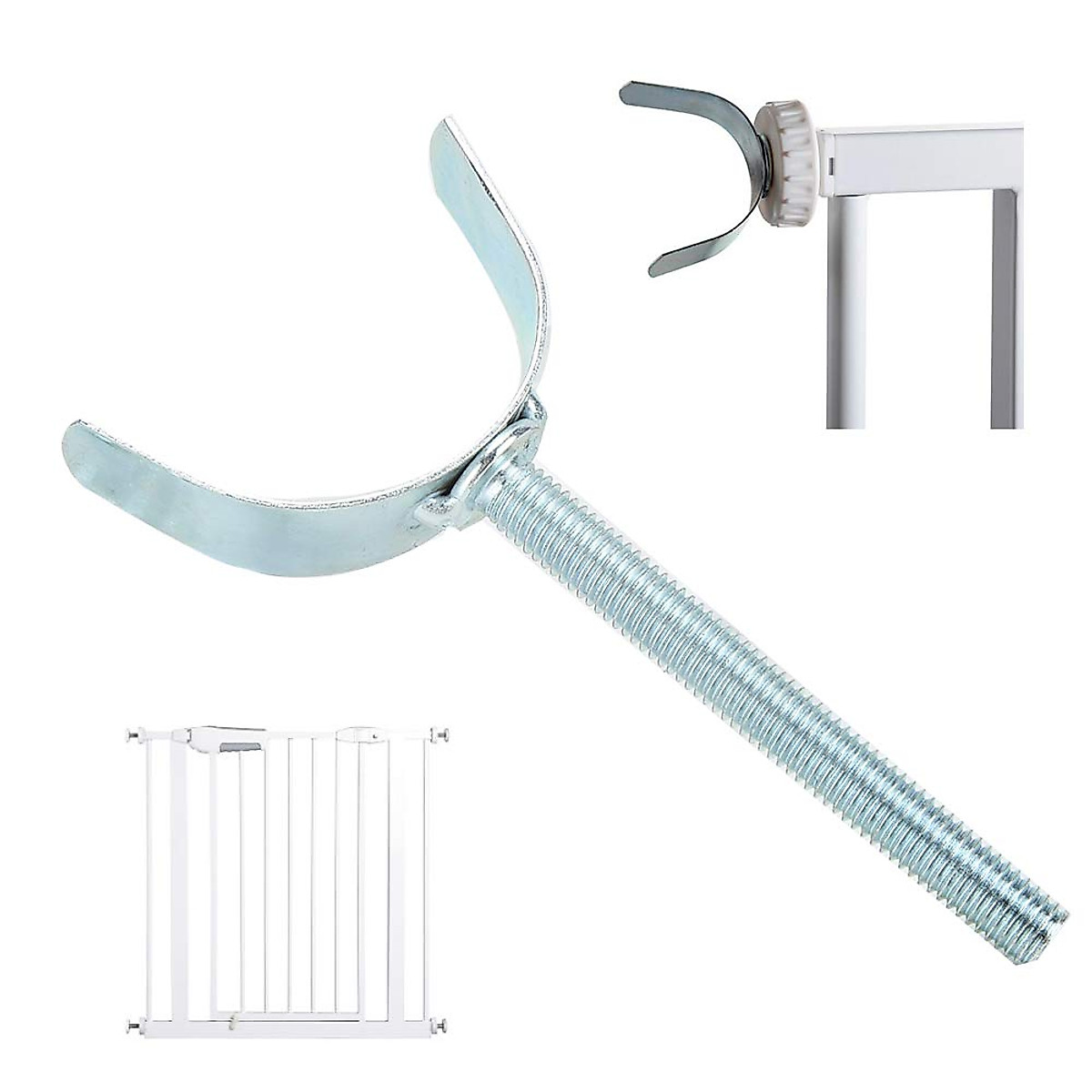 Threaded Spindle Rods, U Shape Baby Gates Spindle Rod Stair Banister Adapters for Pressure Mounted Gates Screw Mounted Bolts for Pet Dog Indoor Safety Gates