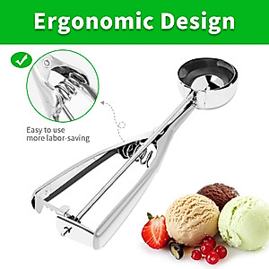 3PCS Ice Cream Scoop,Premium cookie scoop set,Small/Medium/Large stainless steel Scoops,Professional Ice cream Scooper with Trigger Release for Baking, Cookie, Fruit and Ice Cream by AOULELA