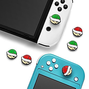 Switch Thumb Grips Joystick Caps Compatible with Nintendo Switch/OLED/Lite Controller Accessories, FUNLAB Cute Silicone Analog Stick Cover for Mario Fans, 4PCS - Green & Red Koopa Turtle Shell