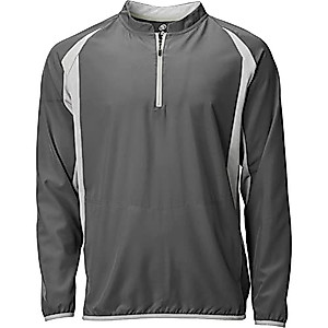 Wire2wire Men's Performance Long Sleeve Baseball Cage Jacket Grey/Grey 2XL