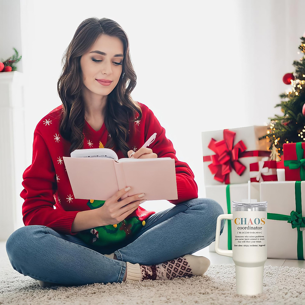 TEEZWONDER Funny Coworker Boss Gifts for Women - Insulated 40 Oz Tumbler With Handle - Mothers Day Birthday Appreciation Thank You Gifts for Women Coworkers Friends