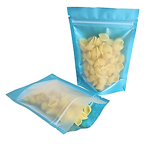 QQ Studio Pack of 100 Translucent Front Matte Blue Poly Plastic Resealable Bags (1.7oz (4" x 6"), Blue Stand-Up Pouch)