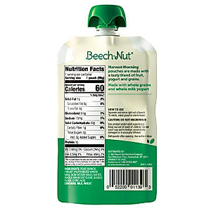 Beech-Nut Toddler Food Breakfast Pouches, Pear Mango with Yogurt & Granola Puree, 3.5 oz (18 Pack)