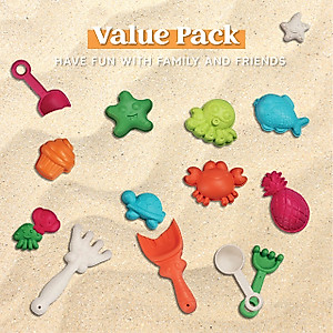 JOYIN 25 Pieces Beach Sand Toys Set with Mesh Bag Including Bucket, Car, Shovels, Rakes, Watering Can, Molds for Kids Summer Outdoor Beach Fun