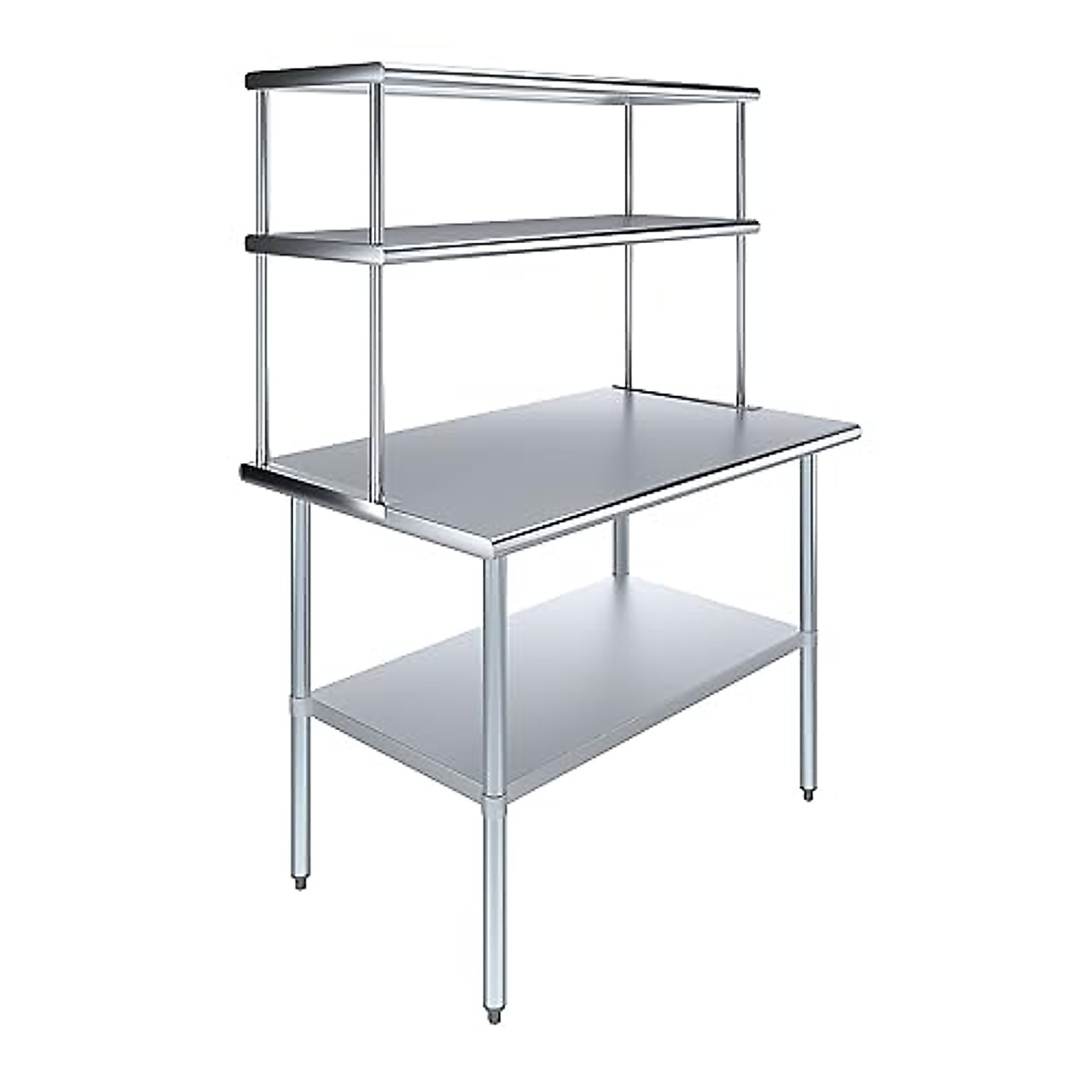 KPS Commercial Stainless Steel Work Prep Table 30 x 48 with Double Overshelf 12 x 48 - NSF