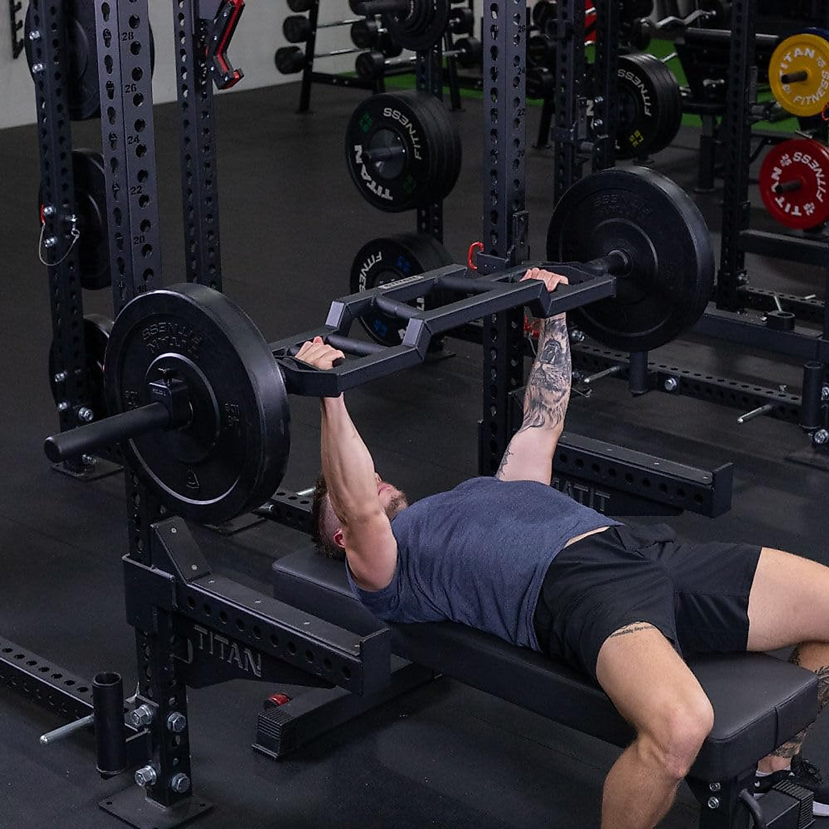 Titan Fitness Rackable Multi-Grip Camber Olympic Barbell, Rated 1,000 LB, Angled & Neutral Grip Football Barbell