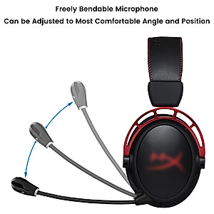 Mic Replacement for HyperX Cloud Alpha Wireless Gaming Headset, 3.5mm Detachable Noise Cancelling Microphone with LED Mute Indicator for PC, Xbox One, PS4, PS5 Black
