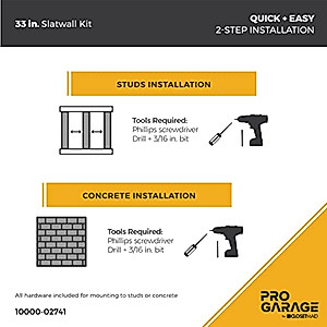 ClosetMaid ProGarage Slatwall Hang Track Kit, 33 in. W with Peg Board Hooks, Hangers, Paper Towel Holder, Garage Organizer System, Black