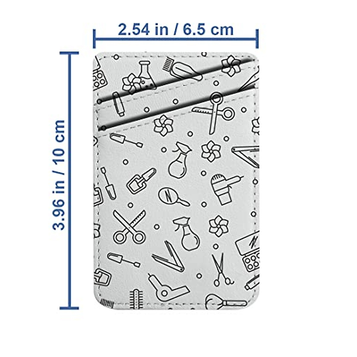 Diascia Pack of 2 - Cellphone Stick on Leather Cardholder ( Hair Salon Beauty Pattern Pattern ) ID Credit Card Pouch Wallet Pocket Sleeve