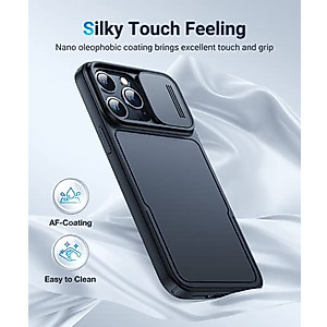 Simtect Designed for iPhone 14 Pro Max Case with Sliding Camera Cover, Shockproof & Military-Grade Protective Silicone Phone Case for iPhone 14 Pro Max 6.7 inch - Black