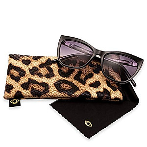 Sofia Vergara x Foster Grant Women's Sofia Sunglasses Cat Eye, Crystal Clear and Black, 55 mm