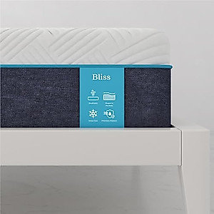 Signature Sleep Bliss 10 Inch Charcoal Cool Gel Memory Foam Mattress-in-a-Box, Medium, Certipur-US and Oeko-TEX, Full