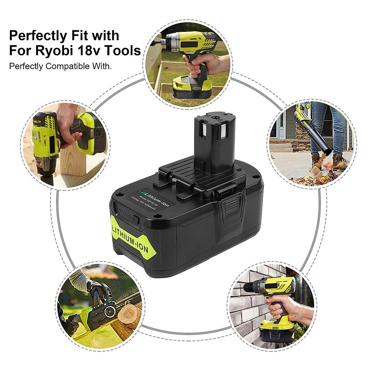 ARyee 6000Ah 18V P108 Replacement Battery for Ryobi 18V Lithium Battery P102 P103 P104 P105 P107 P109 Ryobi ONE+ Cordless Tool