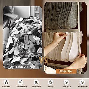 2-Pack Socks Drying Rack with 34 Clips Each, Space-Saving Hanger for Drying Socks and Underwear (2 Tier)