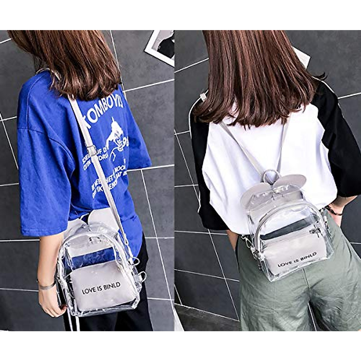 MOSSTYUS Clear Casual Daypack Transparent Crossbody Shoulder Daypack Cosmetic Bag