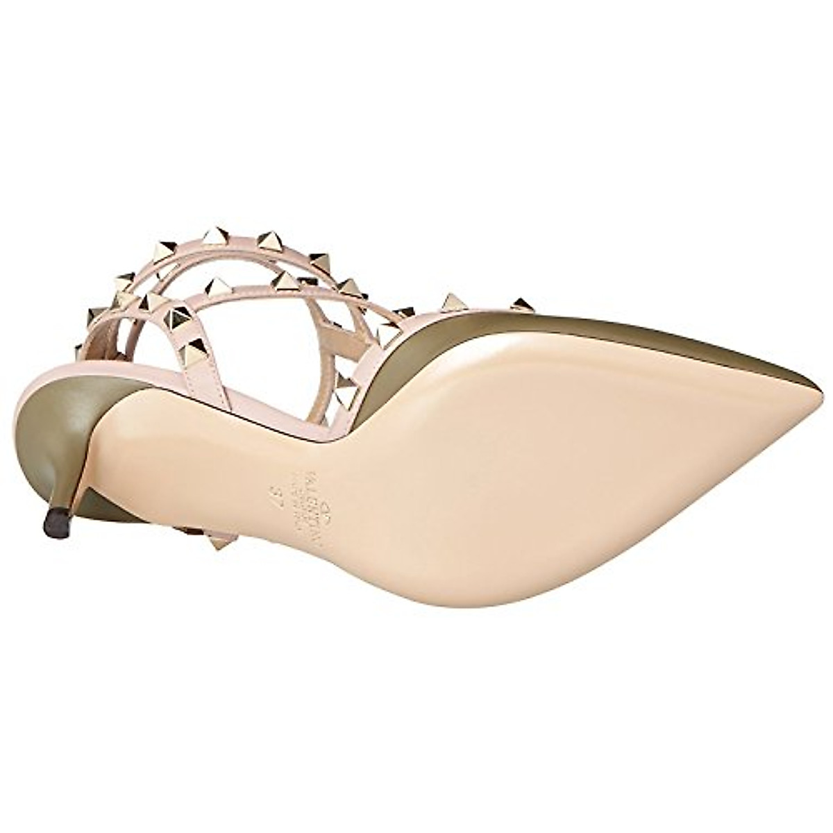 Valentino Women's Rockstud Ankle Strap Pump, Army Green, 37 M EU/7 M US