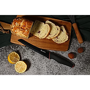 Sunmei Bread Knife-8 Inch Stainless Steel Serrated Knife, Serrated Bread Knife for Homemade Bread, With Non-slip Handle (Black)