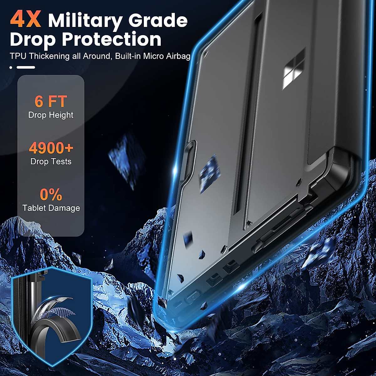 INFILAND Microsoft Surface Pro 8 Case and Cover, [Military-Grade Drop Protection] [High Clearity Case + Leather Cover] Designed for Surface Pro 8 13" 2021 Tablet, Work with Type Cover Keyboard, Black