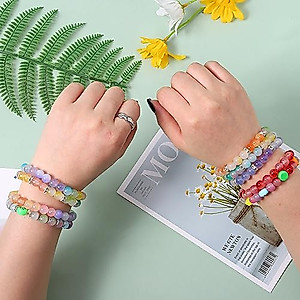 710PCS Glass Beads for Bracelet Making Kit Crystal Beads with Accessories, 8mm Glass Beads for Jewelry Making, Art Round Gemstone Bead DIY for Beading Necklace Adults Beginners