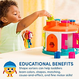 Battat – Shape & Color Sorting Toy – Developmental Toy – Pattern Matching Game – Color-Coded Keys – 2 Years + – Shape Sorter House