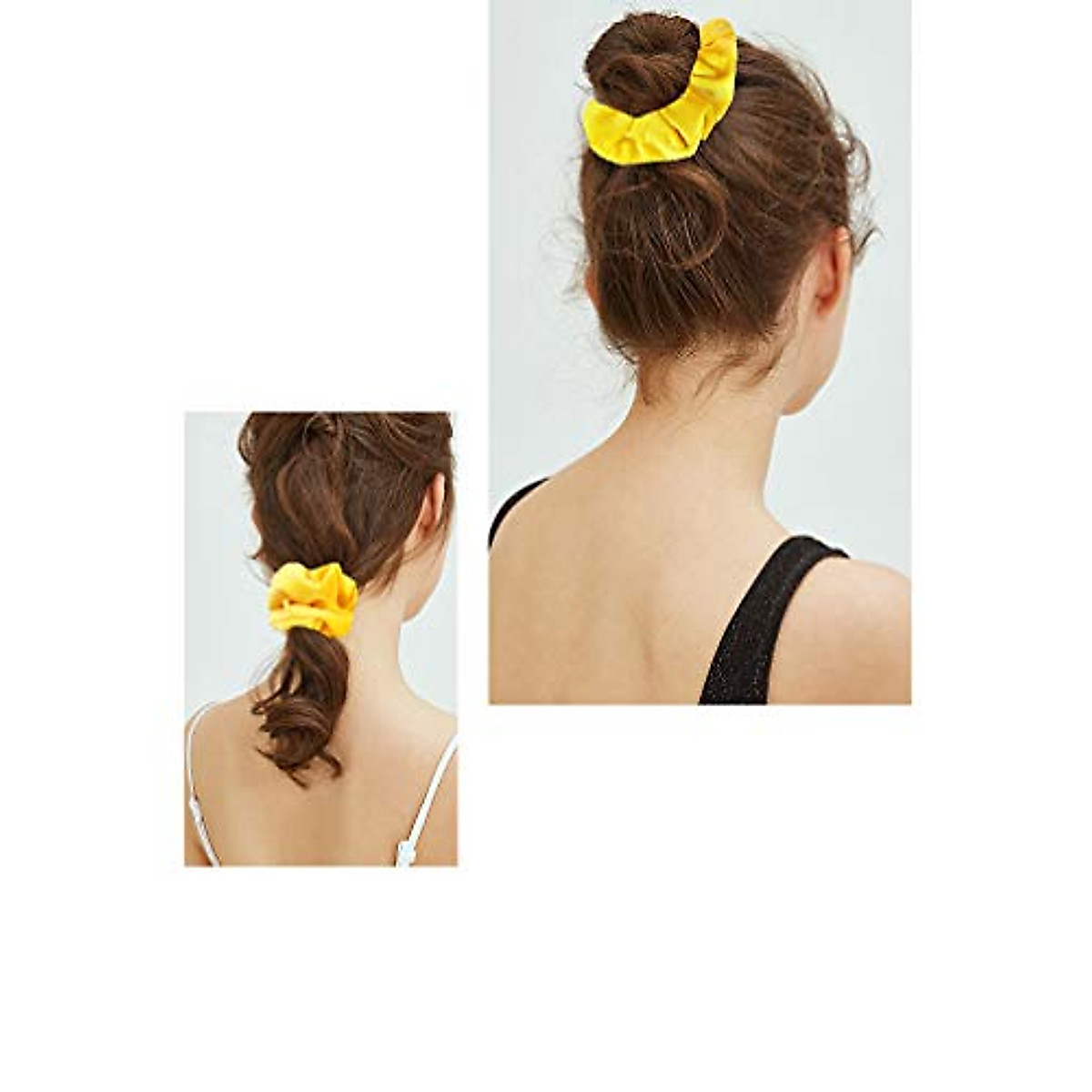 GUVASS 12 Pack Hair Scrunchies Yellow Velvet Elastics Scrunchy Bobbles Soft Hair Bands Hair Ties