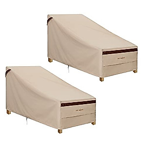 Patio Chaise Lounge Chair Cover Set of 2, Outdoor Lounge Covers Waterproof 80inch Begie Patio 2 Pack Pool Chair Covers Waterproof UV-Resistant Windproof Dustproof