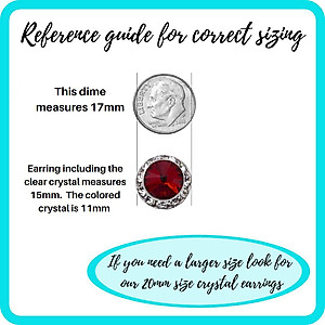 PammyJ Bridal Earrings | 15mm Crystal Round Earrings (Dark Red)
