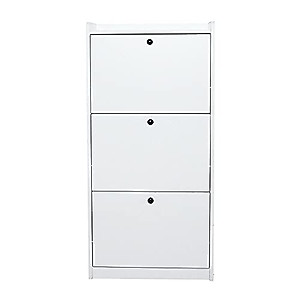 YIYIBYUS Shoe Organizer Three-Tiered Bucket Shoe Storage Cabinet Home Modern White Shoe Rack Shelf Fold-Out Drawers for Outdoor Indoor Entryway 19.68x6.69x43.31in