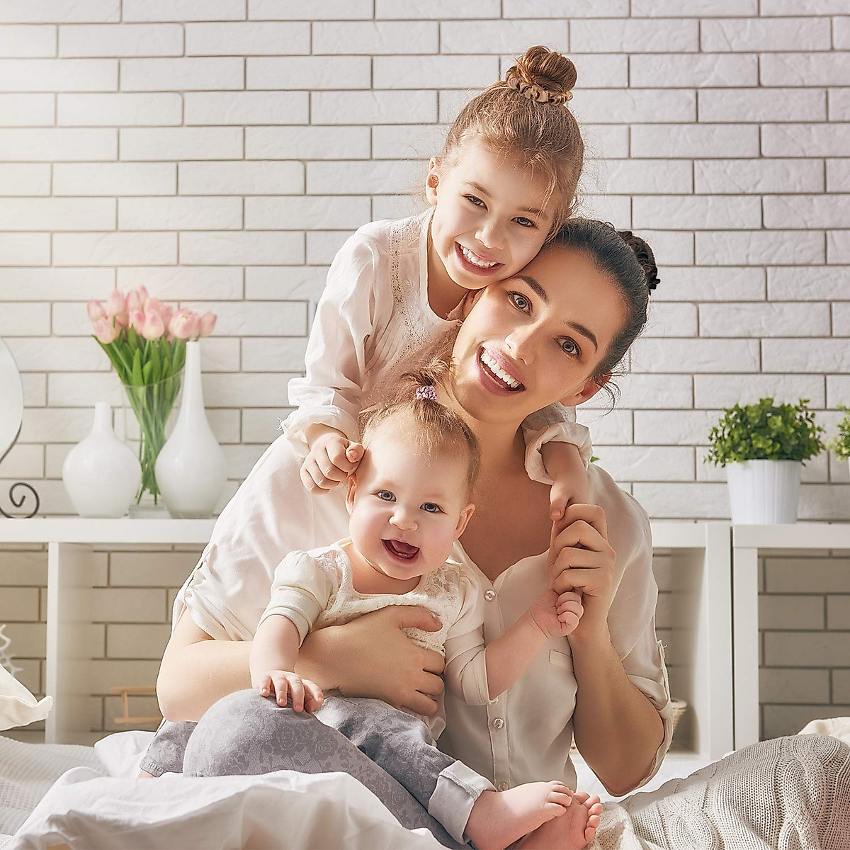 WILLBOND 48 Pieces Neutral Satin Hair Ties Scrunchies Bulk Multicolor Elastic Silk Hair Bands Accessories Ponytail Holders for Women(Neutros)