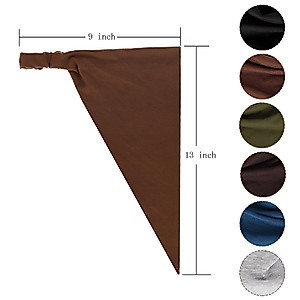 MapofBeauty 13 Inch 6 Pieces Soft Elastic Scarf Triangle Non Slip Bandana Head Scarves Headband (Deep Coffee/Dark Green/Gray/Brown/Blue/Black)