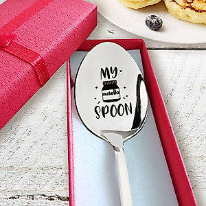 PZJIEAN My Nutella Spoon Funny Engraved Stainless Steel Spoon, Best Coffee Spoon Ice Cream Nutella Spoon Gifts for Women, Men, Nutella Lovers, Birthday Christmas Valentine Gifts