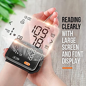 medse USA Blood Pressure Machine Wrist BP Monitor with Irregular Heartbeat Indicator, Automatic, Precision Accuracy, Large LCD Display, Voice Active, Multi-User Memory Heart Rate Cuffs
